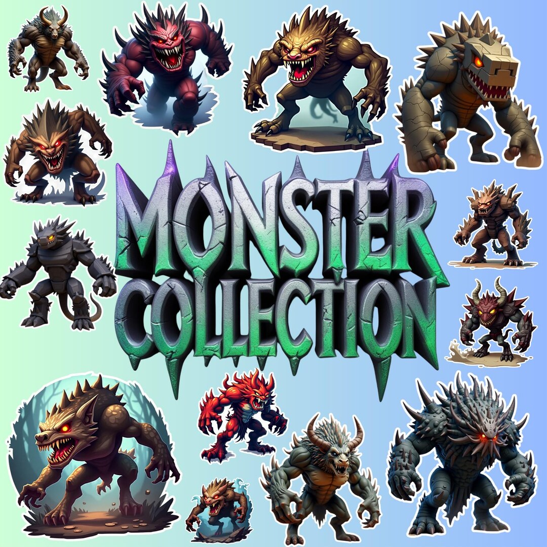 Monster Sticker Pack: Fantasy Horror Beast Decals (19 Pngs) - Etsy