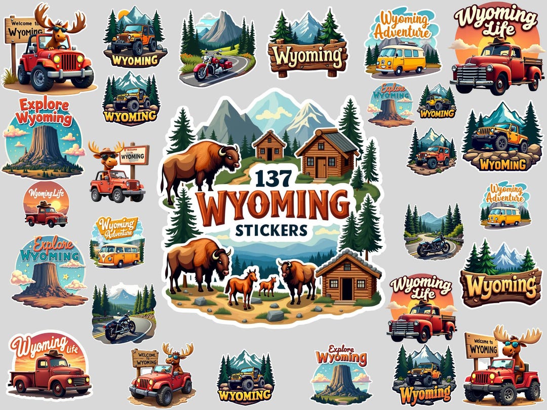 Wyoming Sticker Car Mega Pack 137 Sticker , Wildlife & Travel Stickers ...