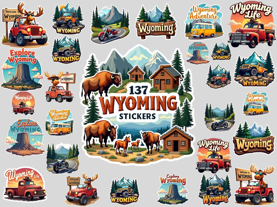 Wyoming Sticker Car Mega Pack 137 Sticker , Wildlife & Travel Stickers ...