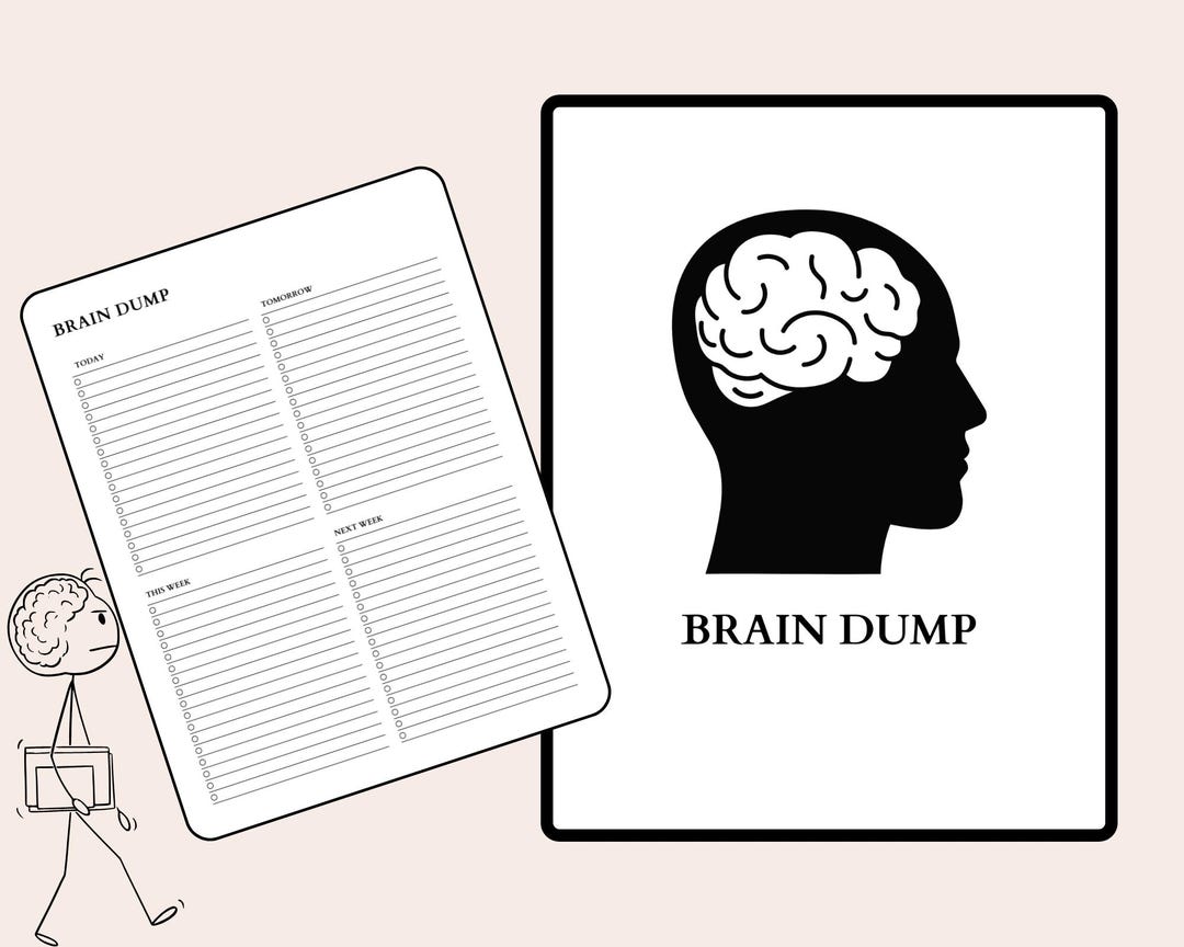 Minimalist Printable Brain Dump Worksheet | Mental Declutter and Focus ...