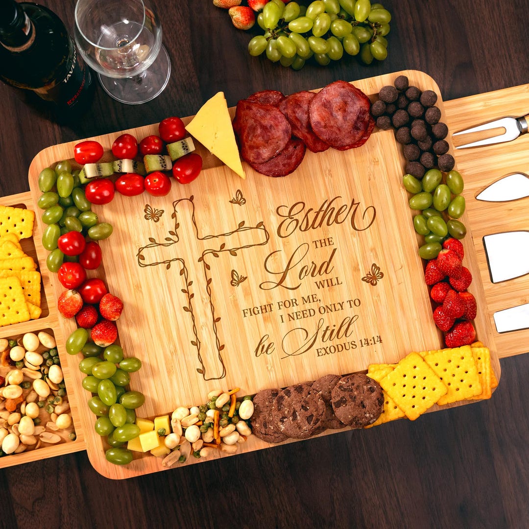 Custom Cheese Board With Bible Verse - Engraved Catholic Easter ...