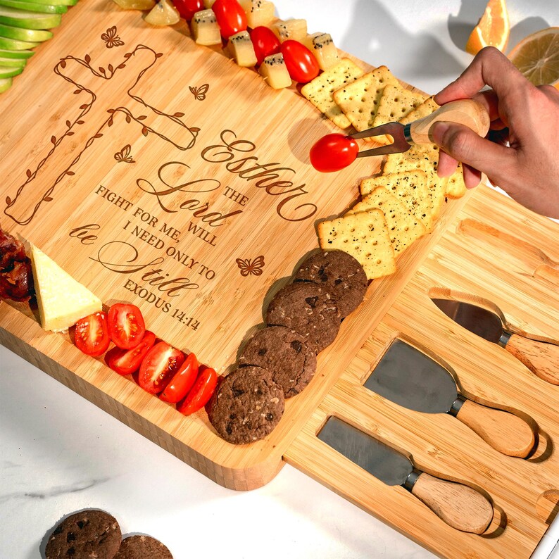 Custom Cheese Board With Bible Verse - Engraved Catholic Easter ...