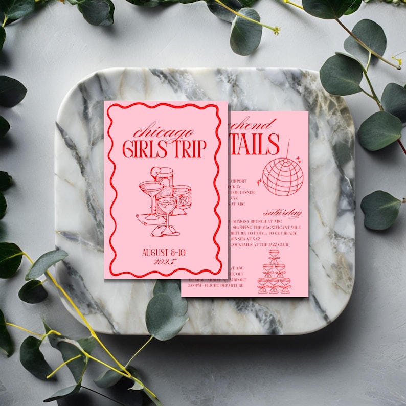 Girls Trip Itinerary and Invitation | Template Downloadable and ...
