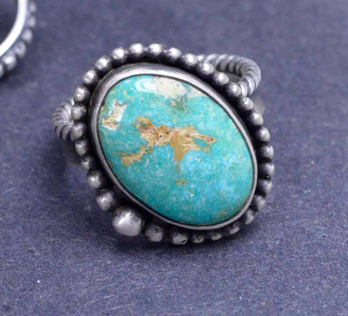 Turquoise Ring Royston Sterling Silver Metalsmith Ring - Etsy