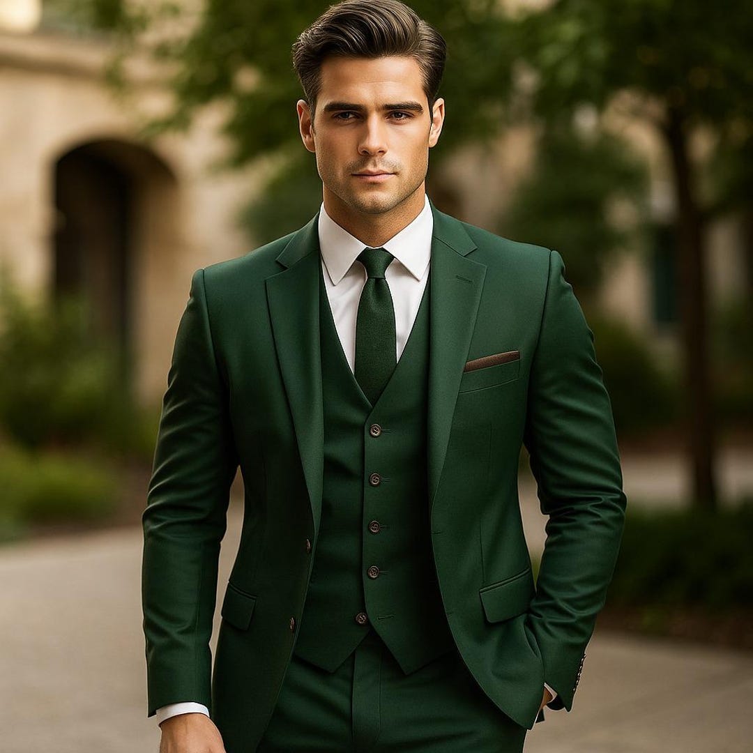 Forest Green 3-piece Suit: Tailored Fit Wedding & Event Outfit - Etsy