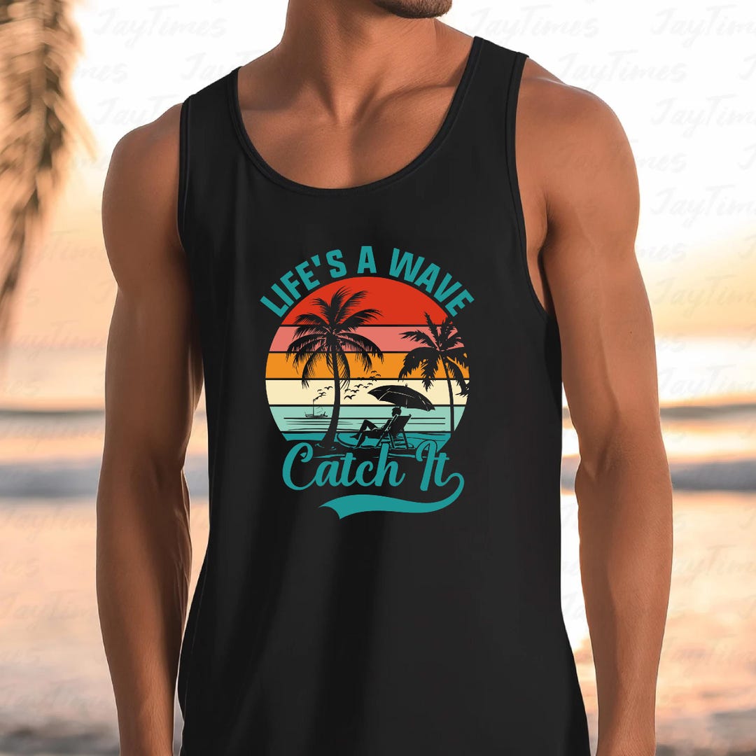 Life is a Wave Tank Top, Retro Beach Vacation Tank - Etsy