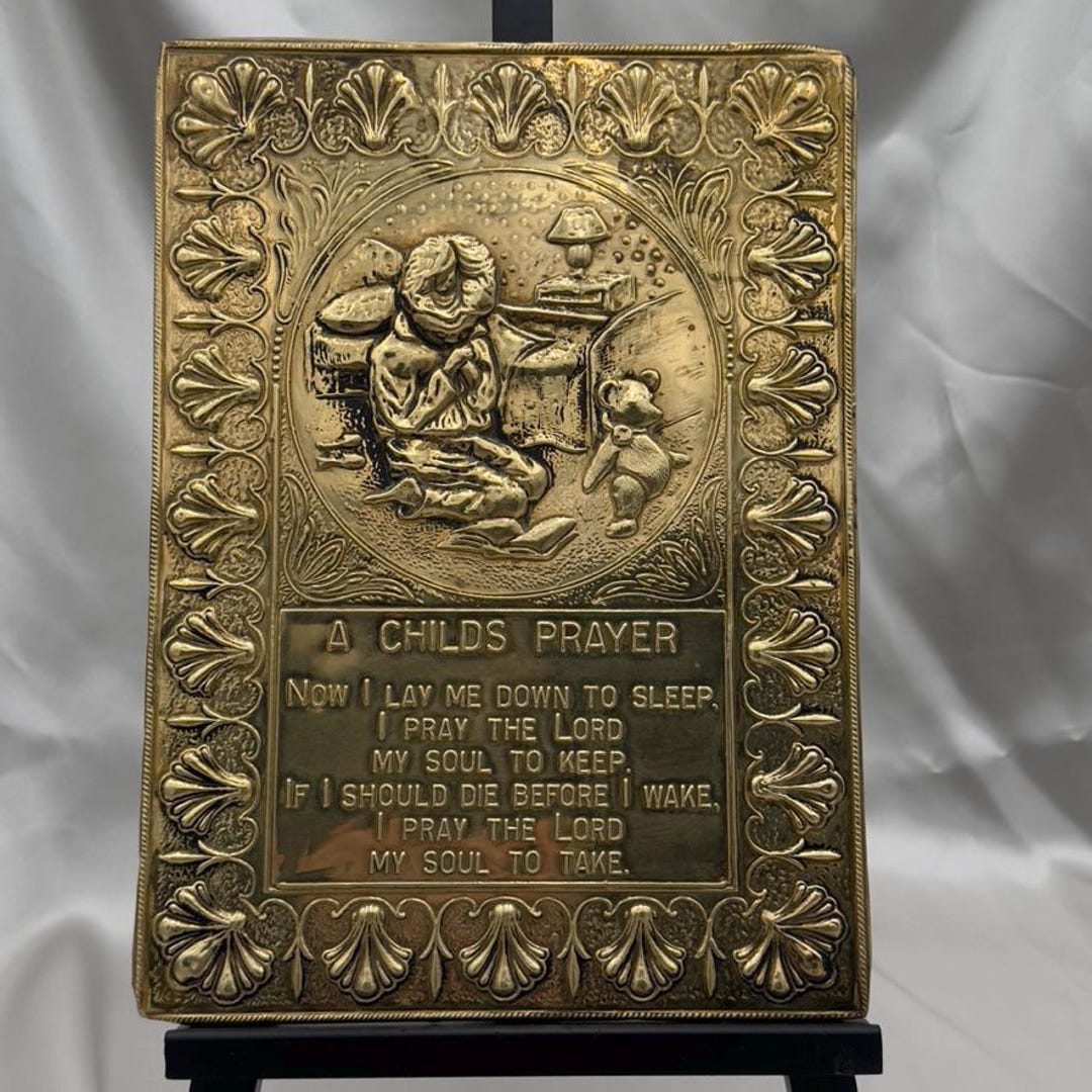 1950s–1970s Brass “A Child’s Prayer” Wall Plaque – Mid-century Pressed ...