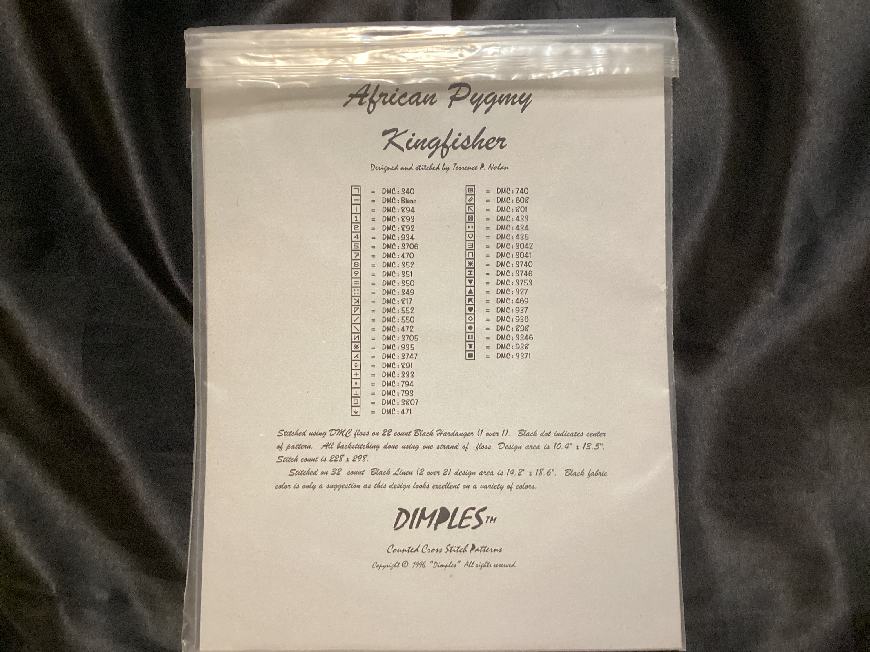 Dimples African Pygmy Kingfisher Chart 1996 - Etsy