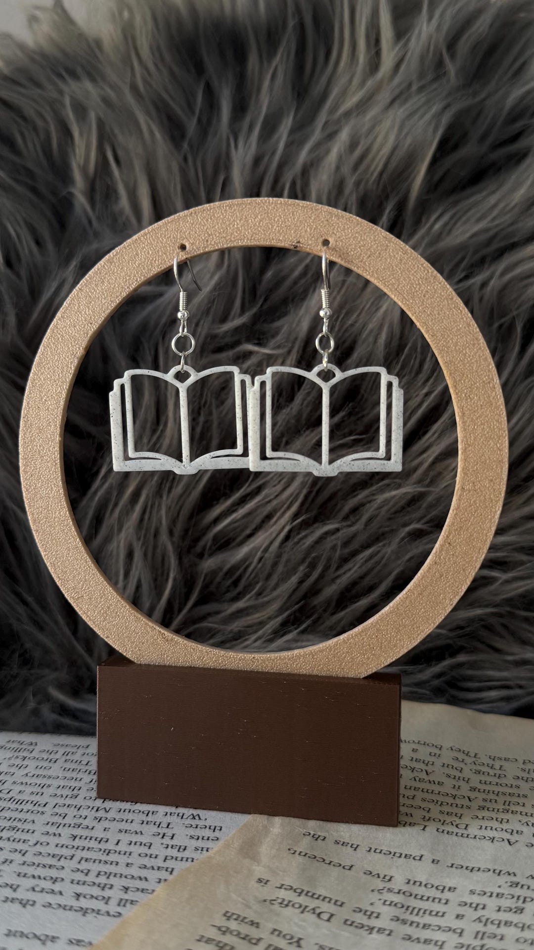Miniature Book Dangle Earring – 3D Printed Jewelry for Readers | Book ...
