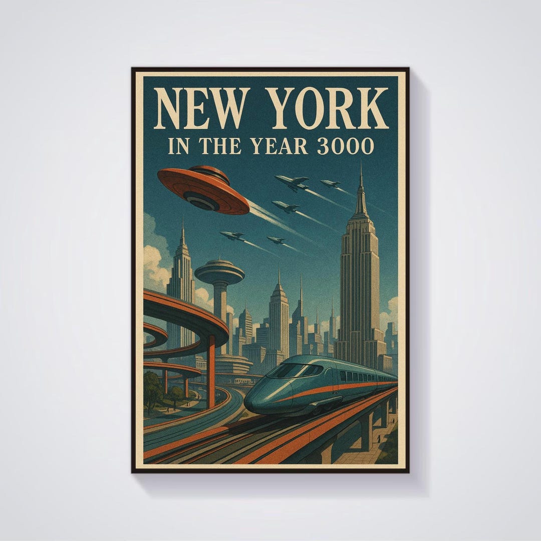 New York in the Year 3000 Retro Futurism Art Print - Urban Futurism ...