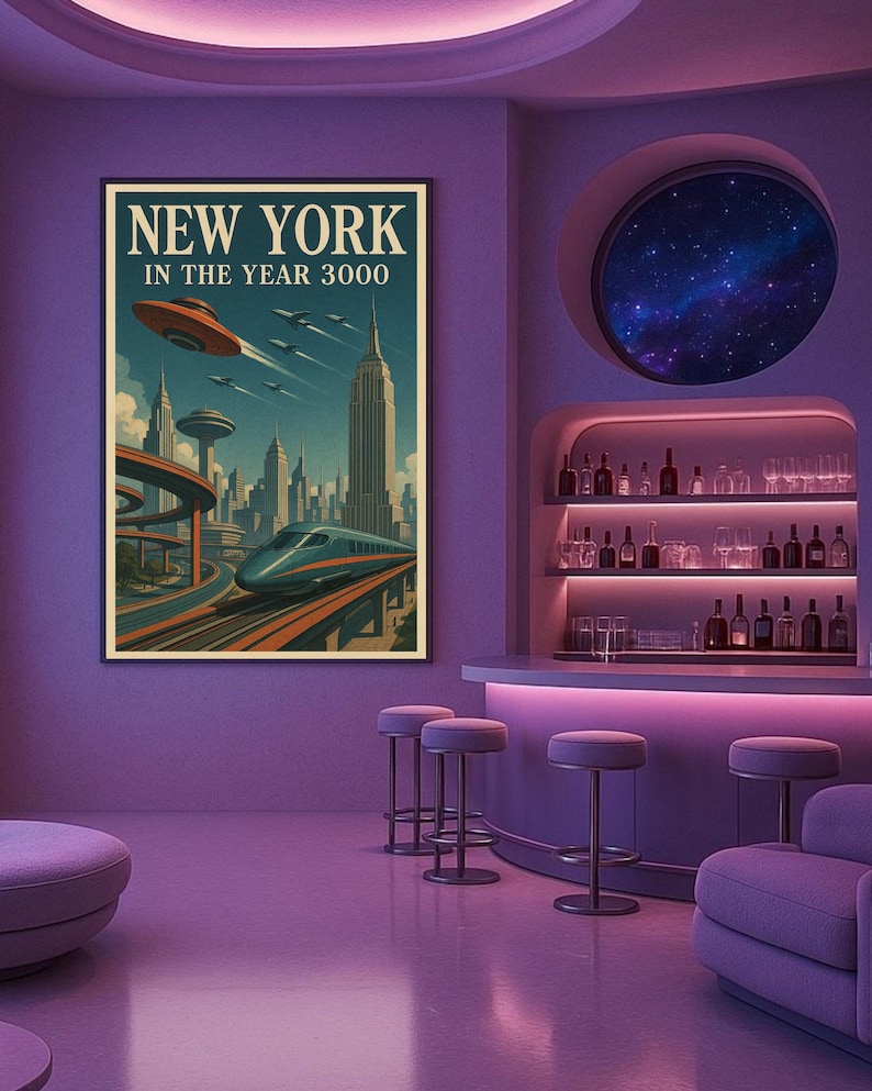 New York in the Year 3000 Retro Futurism Art Print - Urban Futurism ...
