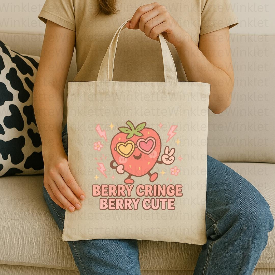 Berry Cringe Berry Cute Tote Bag SVG PNG Kawaii Strawberry Clipart ...