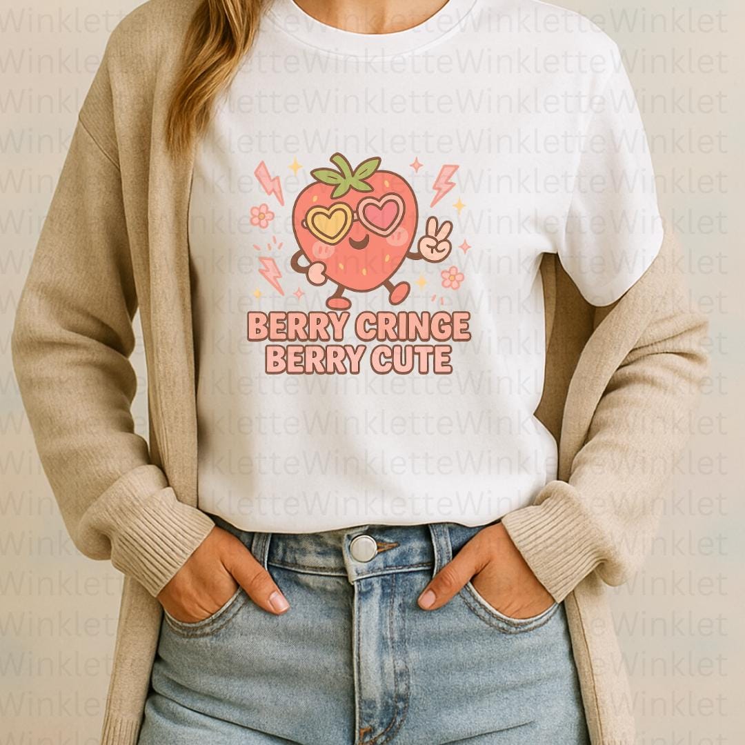 Berry Cringe Berry Cute Shirt SVG PNG Funny Kawaii Strawberry Coquette ...