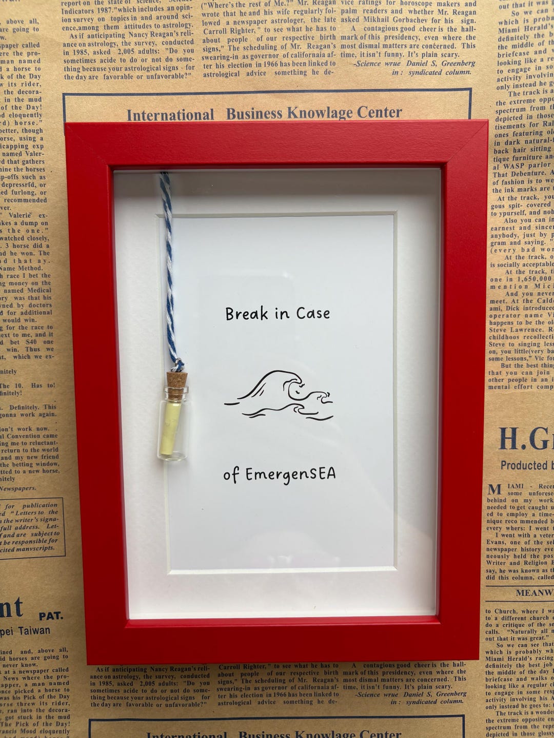 Maritime Wall Decoration With a Message in a Bottle – “break in Case of ...