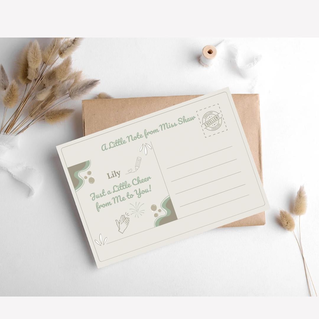 Editable Teacher Postcard Home Template | Positive Praise Note From ...