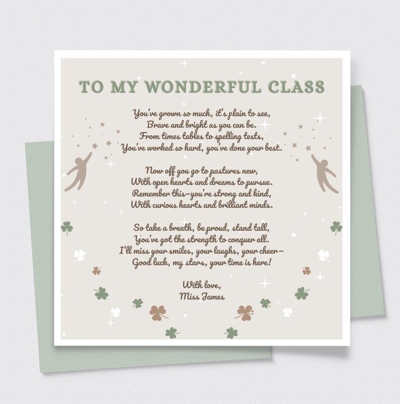 Editable End of Year Poem From Teacher to Children | Digital Download ...
