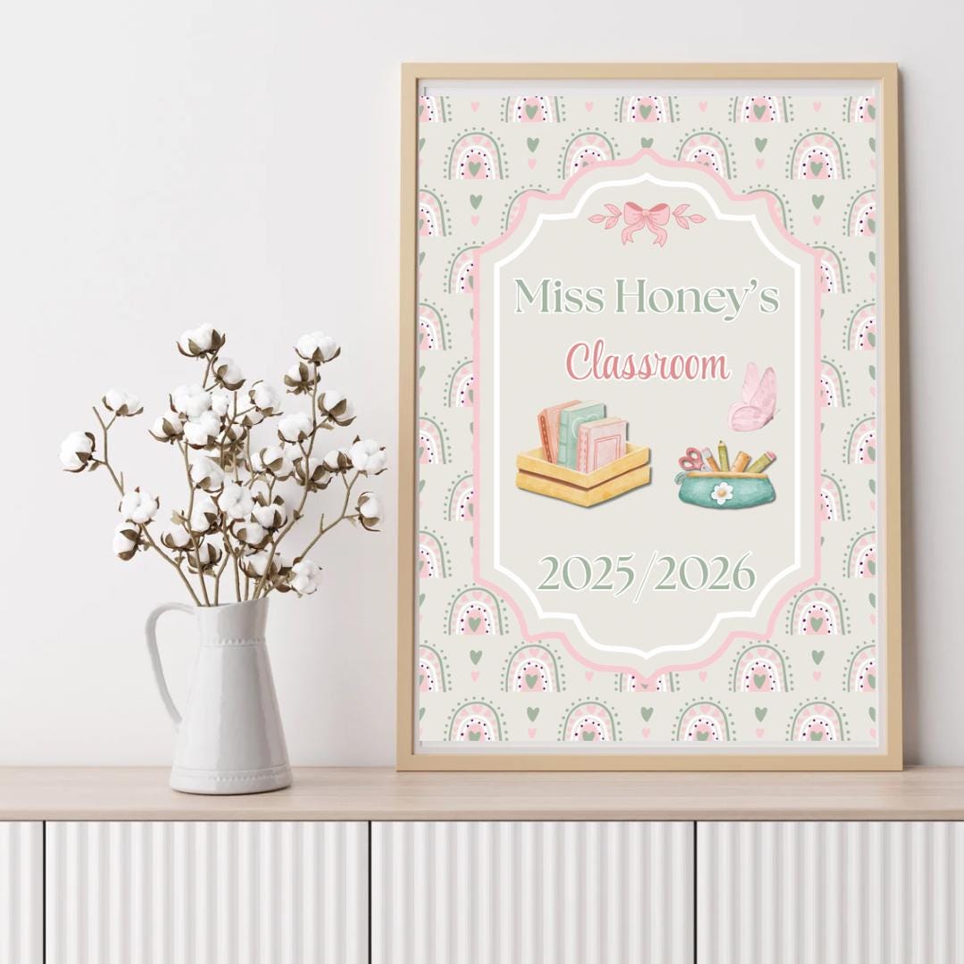 Editable Digital Classroom Sign | Canva Template | Teacher Gift or ...