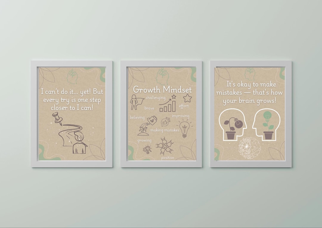 3 Neutral Growth Mindset Posters | Printable Classroom Wall Art ...