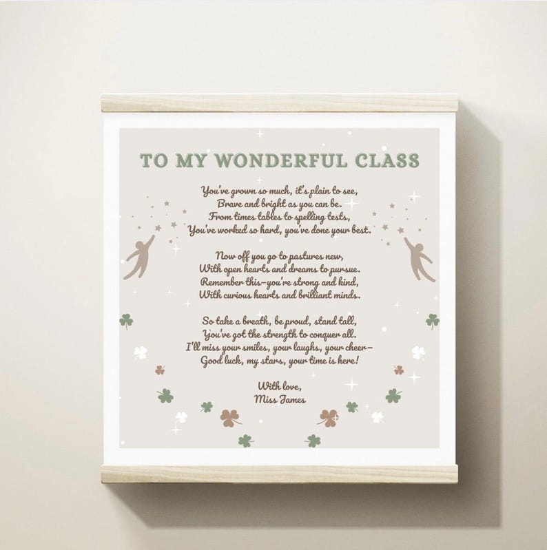 Editable End of Year Poem From Teacher to Children | Digital Download ...