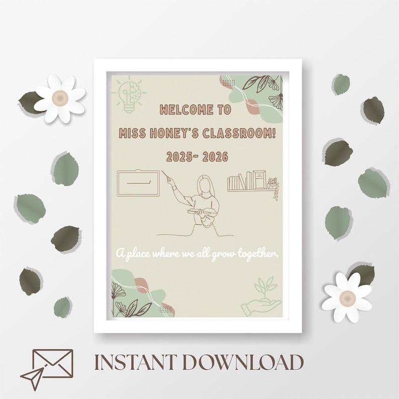 Editable Classroom Welcome Sign | Neutral Aesthetic Classroom Decor ...
