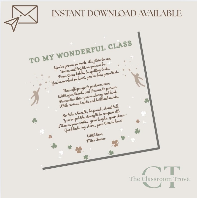 Editable End of Year Poem From Teacher to Children | Digital Download ...