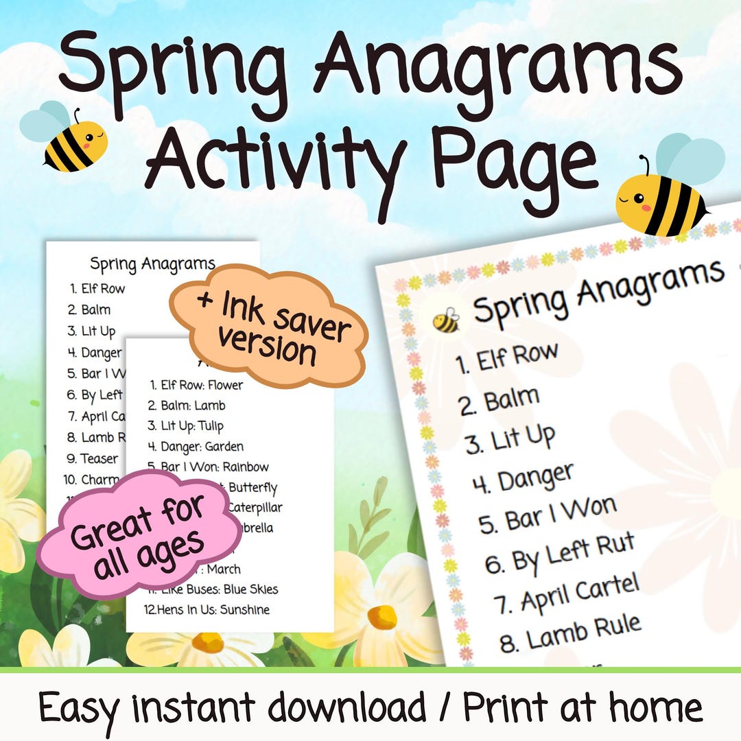 Spring Anagrams | Printable PDF in A4 | Answer Sheet Included | Fun ...