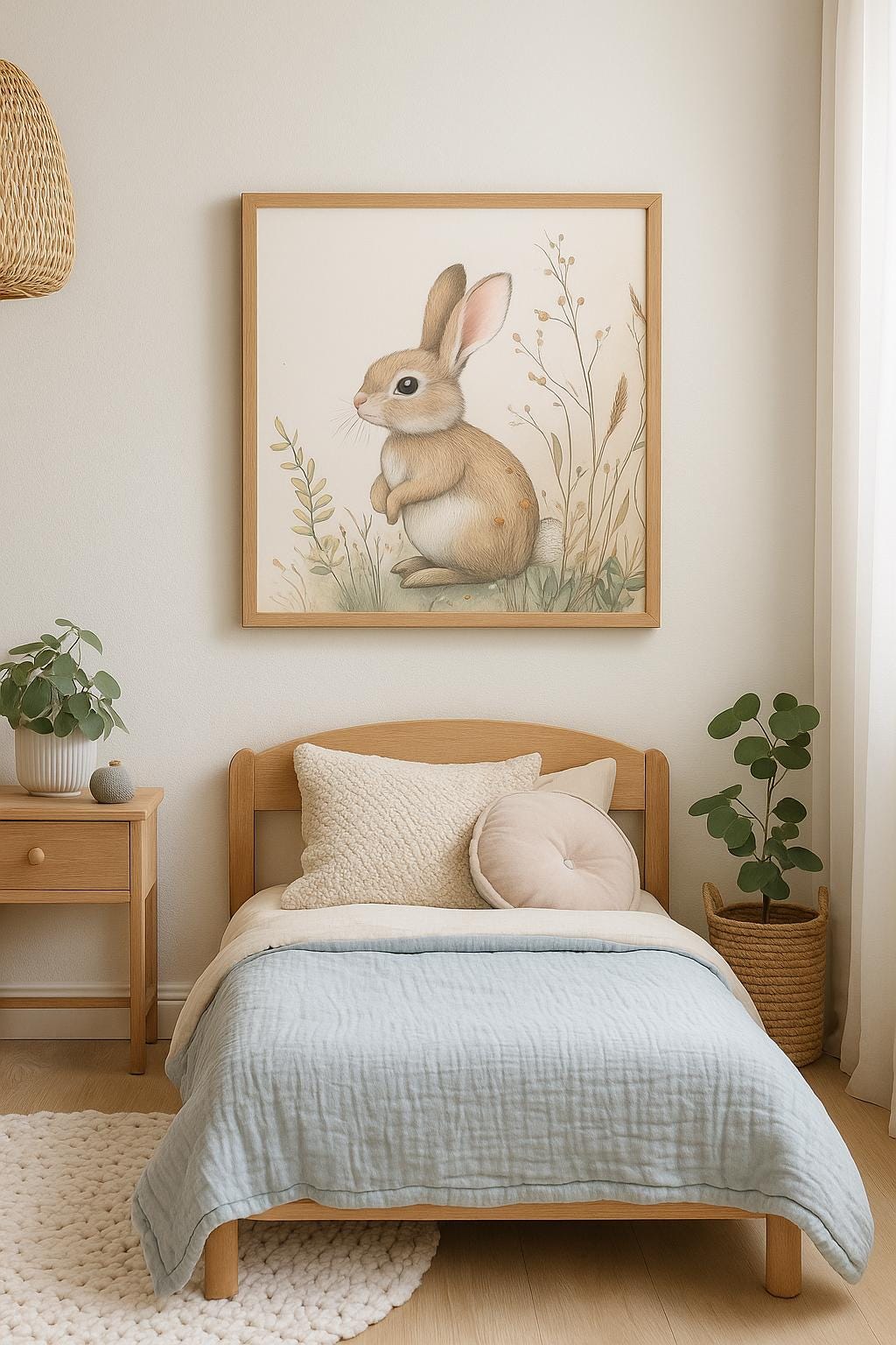 Rabbit Nursery Wall Art • Woodland Animal Illustration • Cute Baby Room ...