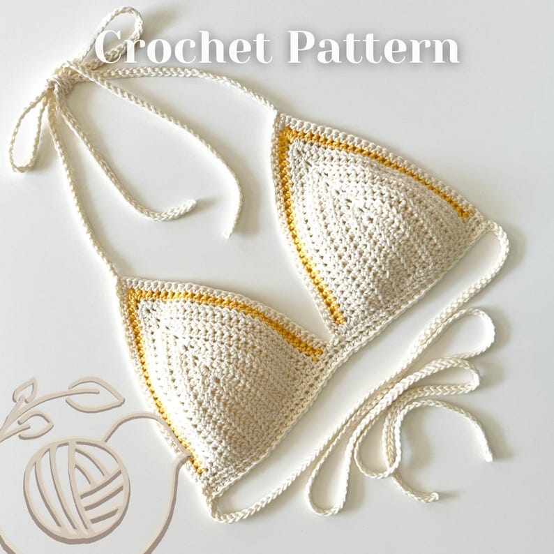Crochet Top Pattern, Triangle Bikini Top Tutorial, Easy Summer Bralette ...