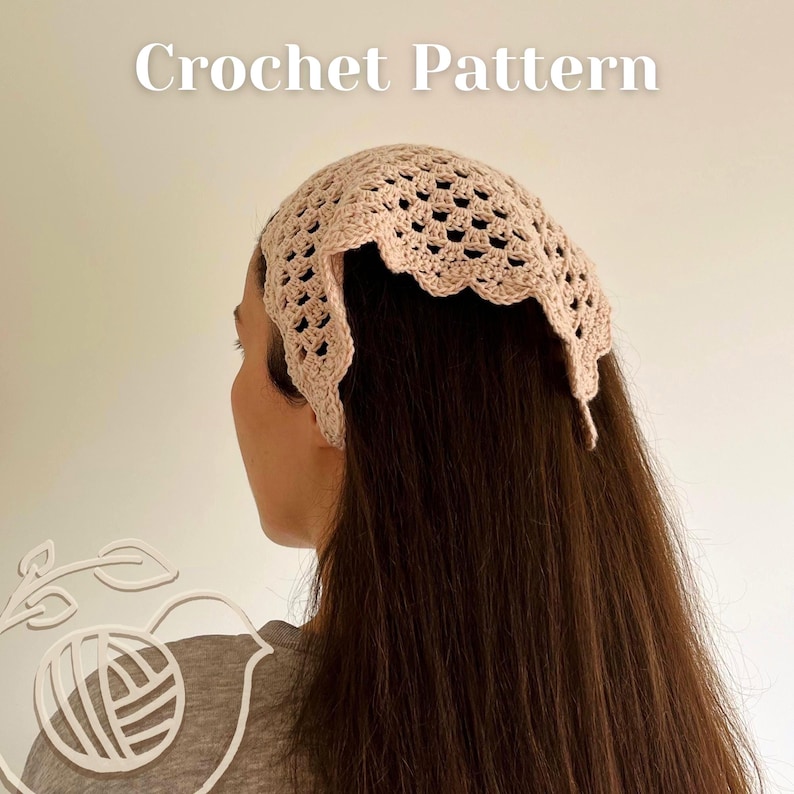 Crochet Bandana Pattern: Scallop Edge Granny Stitch Boho Headwrap (PDF ...