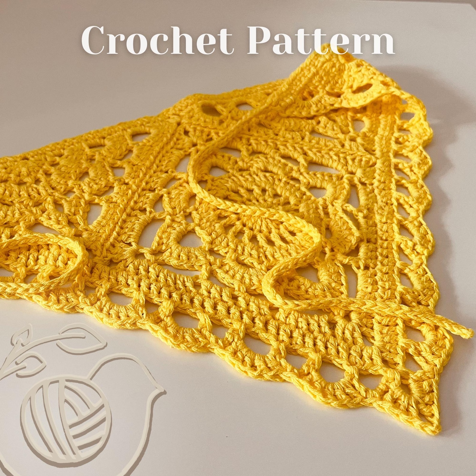 Crochet Bandana Pattern: Yellow Granny Square Headscarf (PDF Tutorial ...