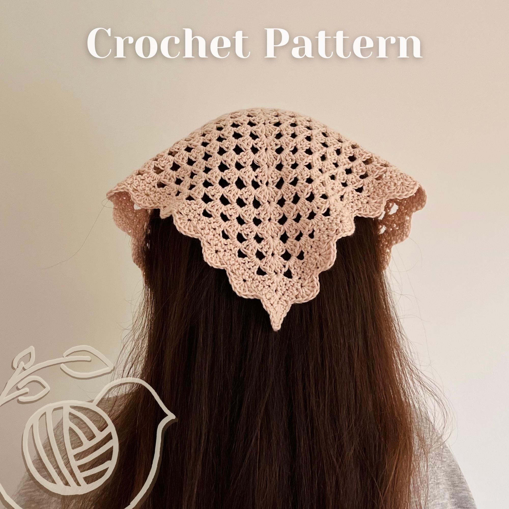 Crochet Bandana Pattern: Scallop Edge Granny Stitch Boho Headwrap (PDF ...