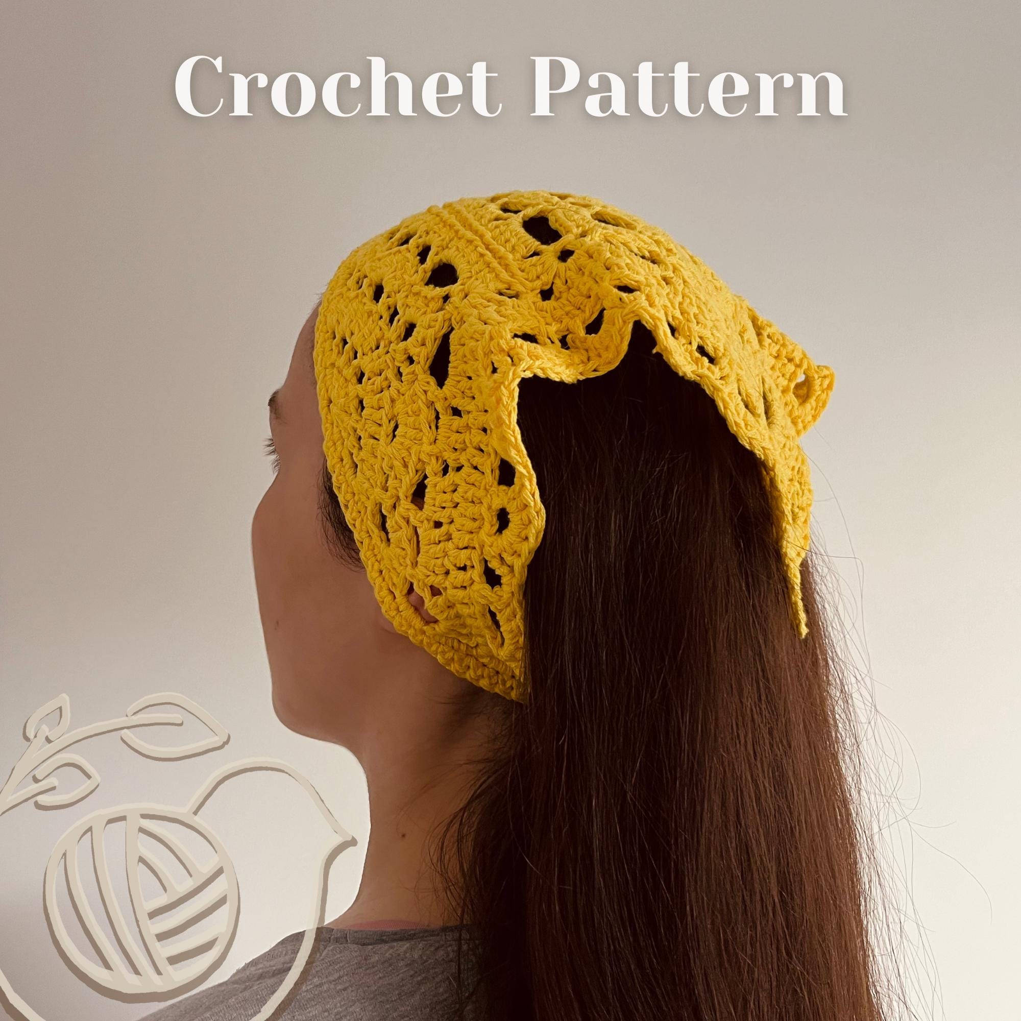 Crochet Bandana Pattern: Yellow Granny Square Headscarf (PDF Tutorial ...