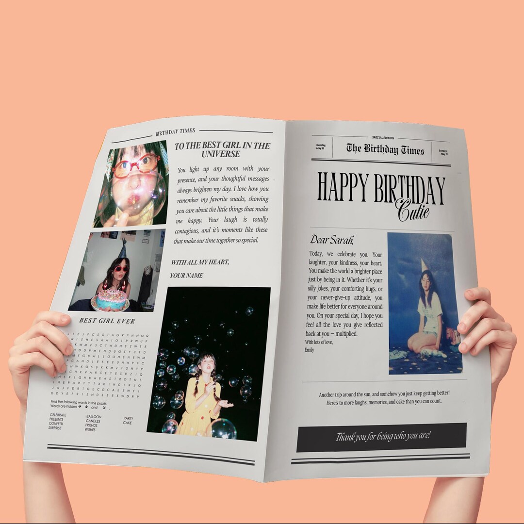 Custom Birthday Newspaper | Personalized Tabloid Style Birthday Gift ...