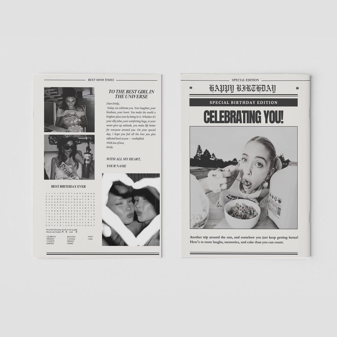 Custom Birthday Newspaper | Personalized Tabloid Style Birthday Gift ...