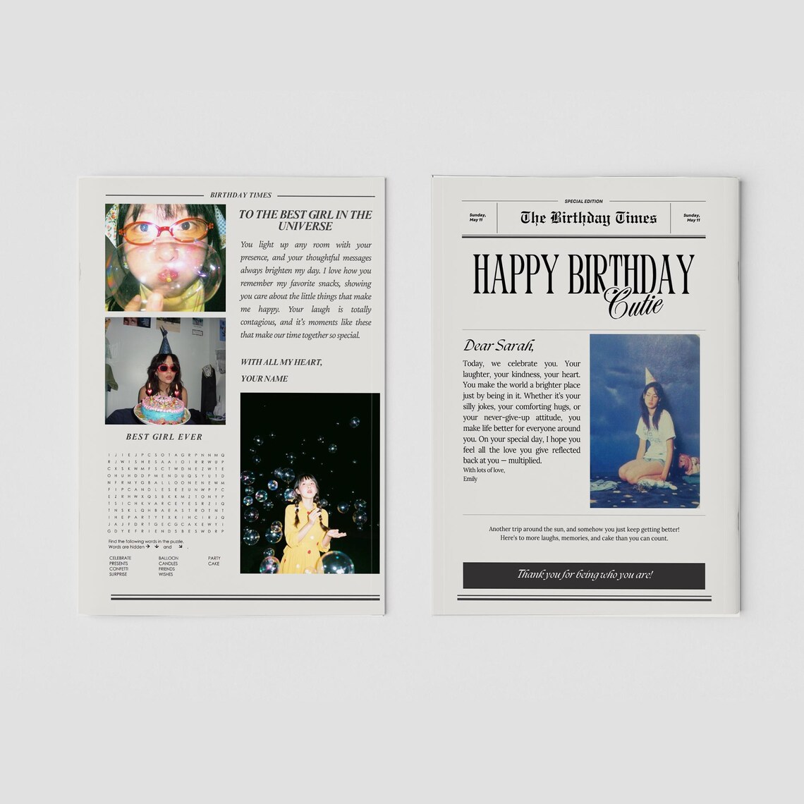 Custom Birthday Newspaper | Personalized Tabloid Style Birthday Gift ...