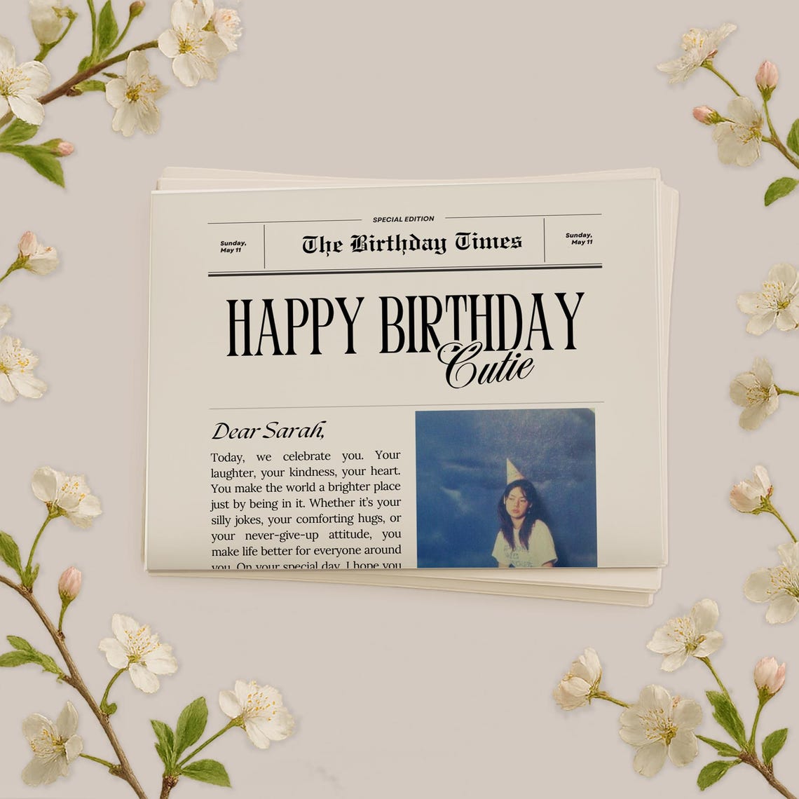 Custom Birthday Newspaper | Personalized Tabloid Style Birthday Gift ...