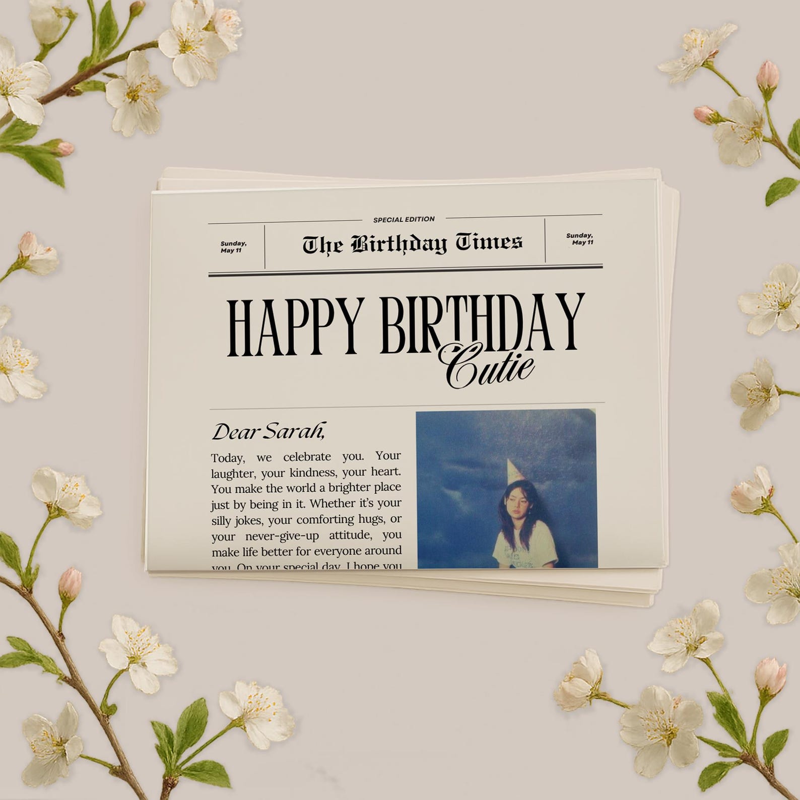 Custom Birthday Newspaper | Personalized Tabloid Style Birthday Gift ...