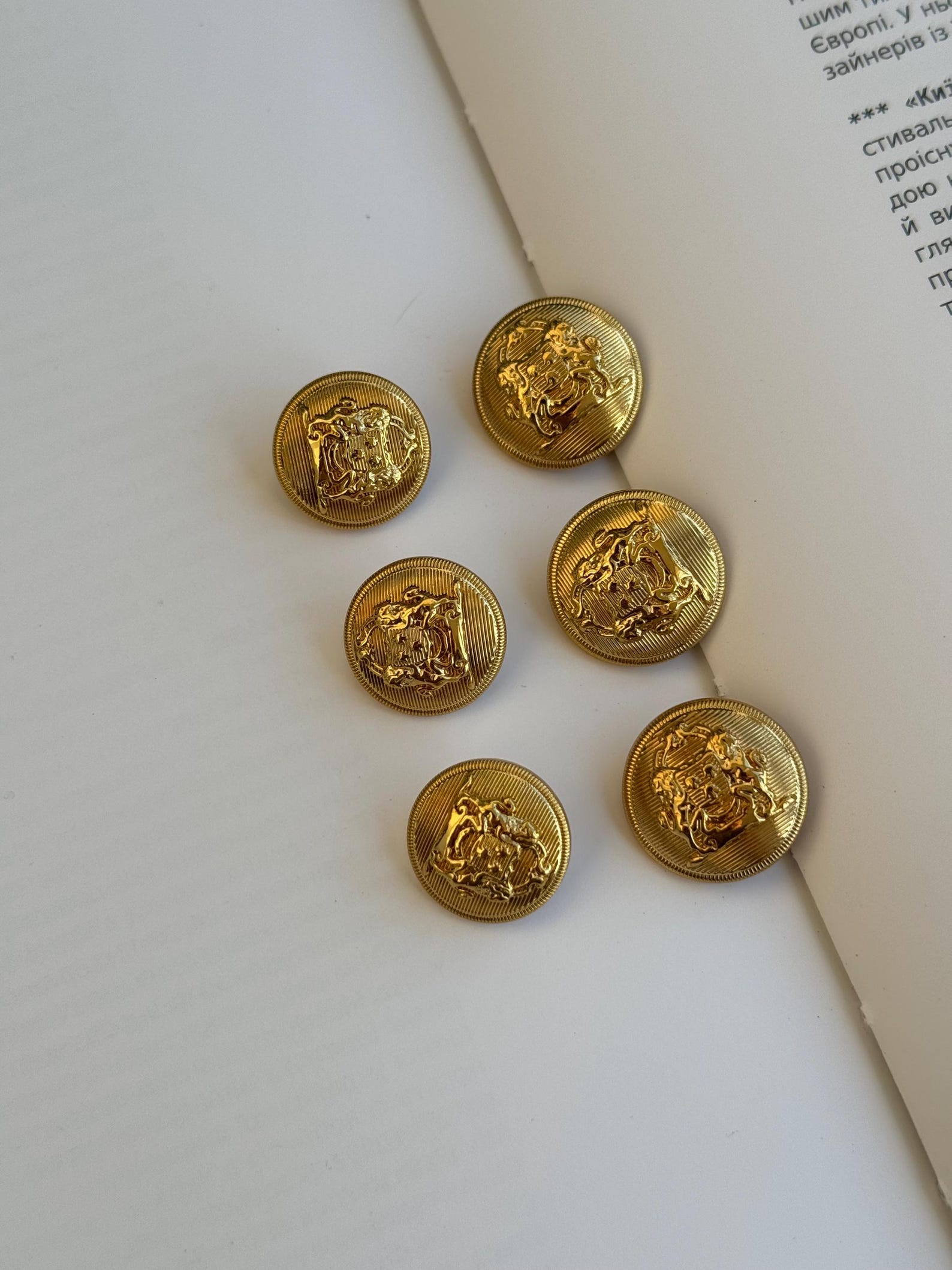 Luxury Gold Blazer Buttons – Heavy Cast Metal Buttons With Heraldic ...