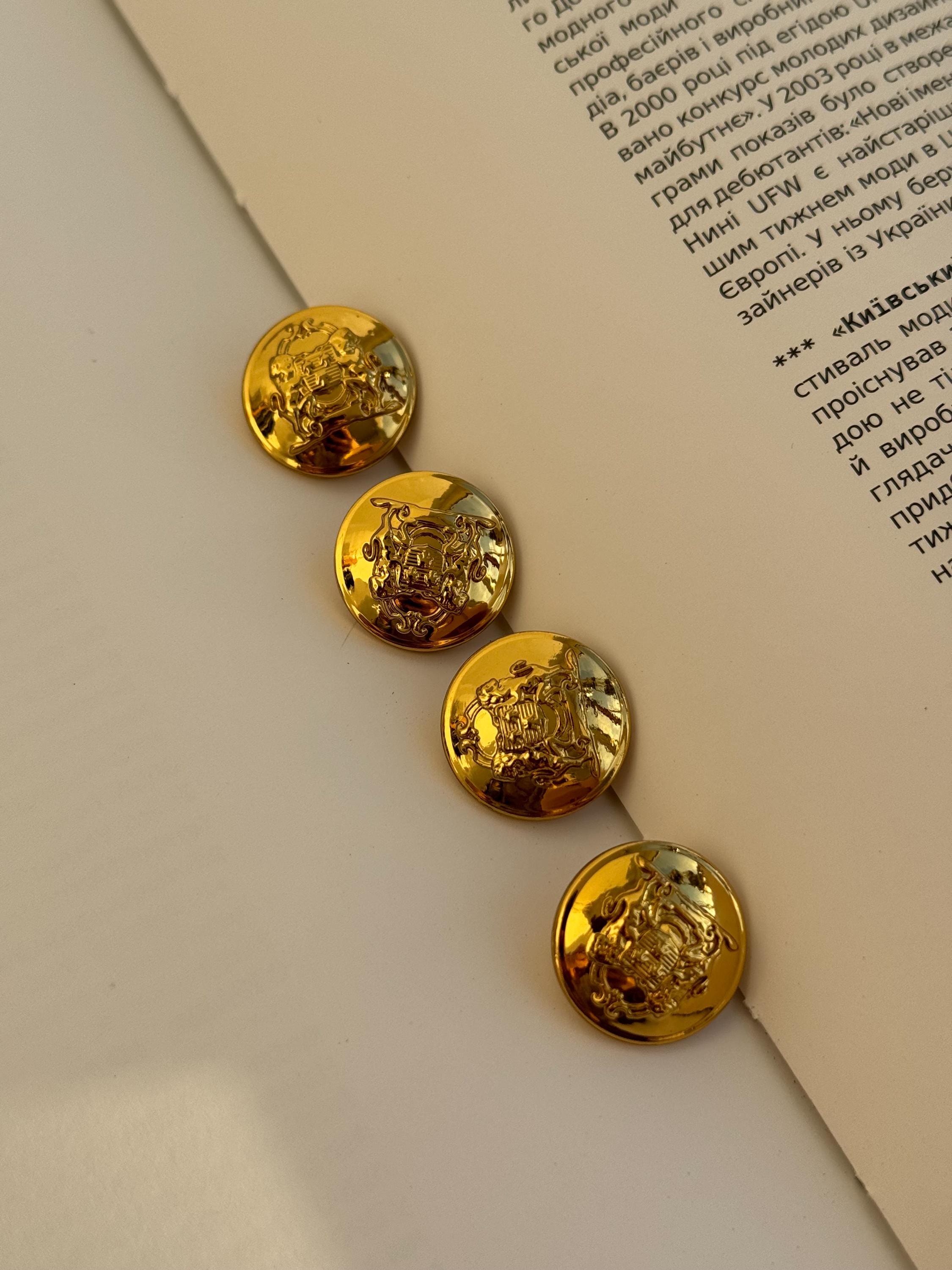 Luxury Gold Blazer Button With Shank – Heavy Cast Metal Button With ...