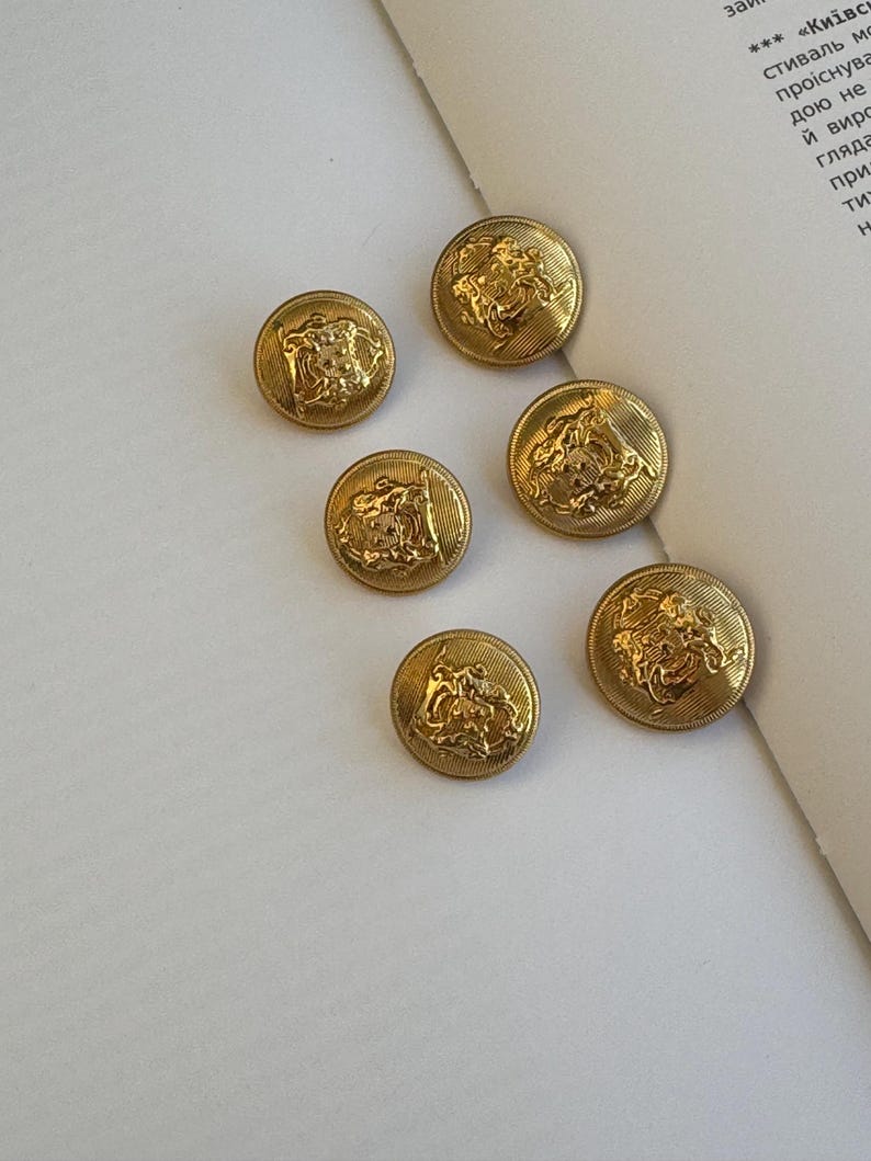 Luxury Gold Blazer Buttons – Heavy Cast Metal Buttons With Heraldic ...