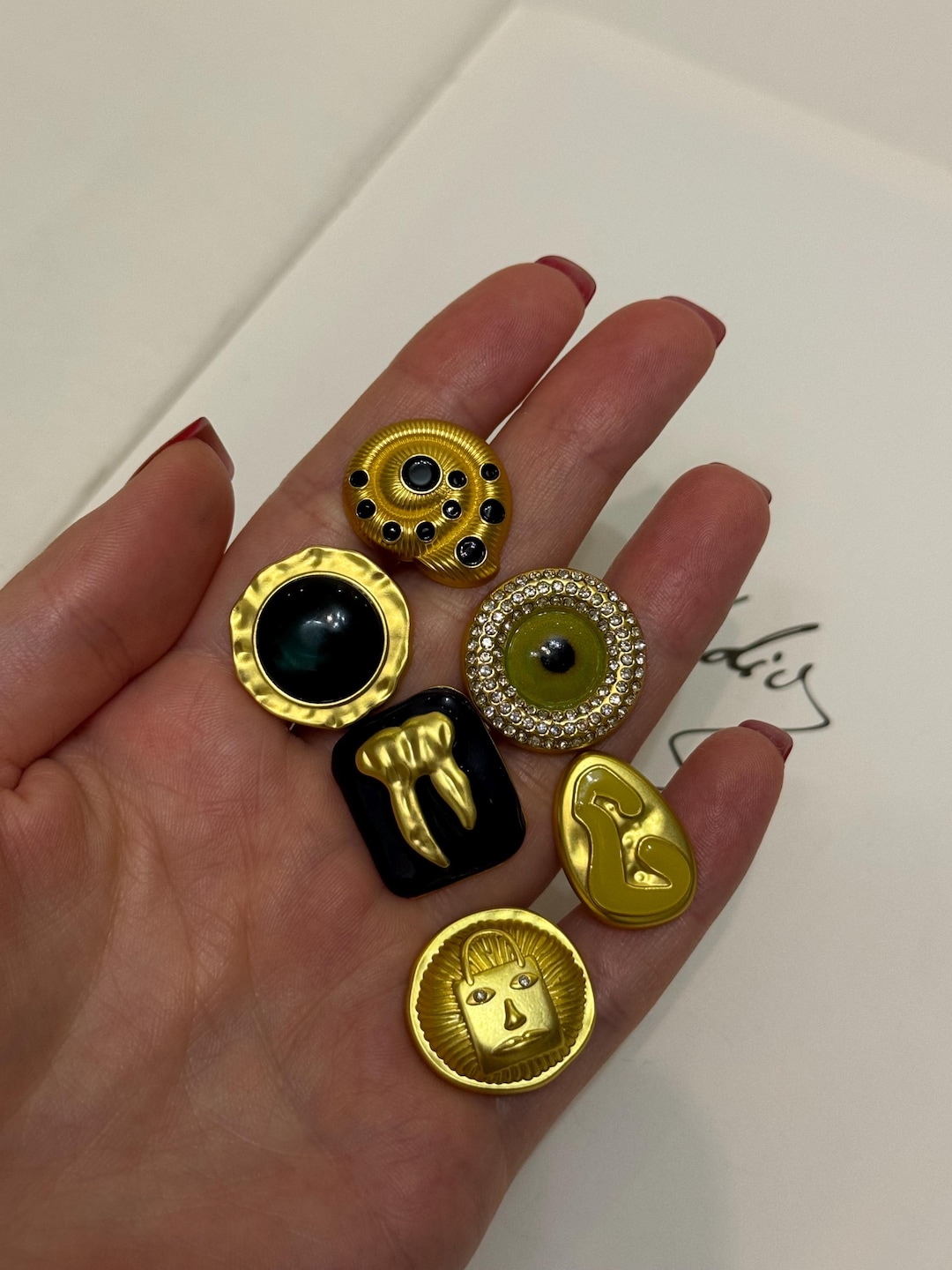 Luxury Button Mix – Set of 5 Gold Metal Buttons With Enamel | Royal ...
