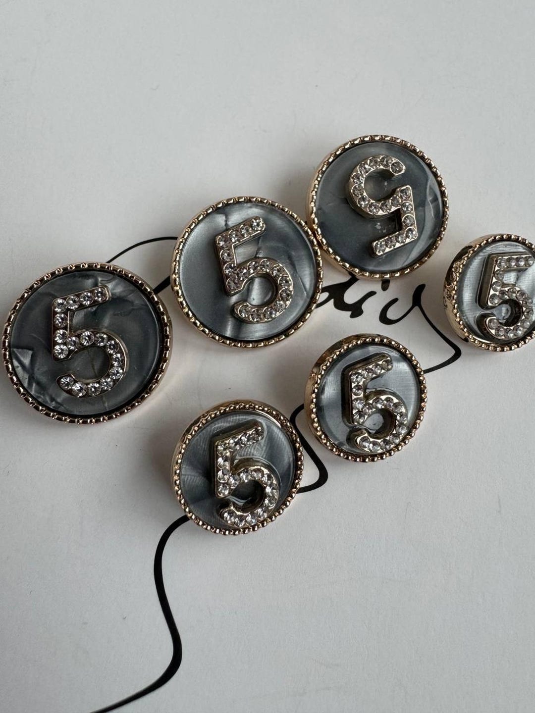 Number 5 Crystal Buttons | Gold Metal Shank Buttons With Rhinestones ...