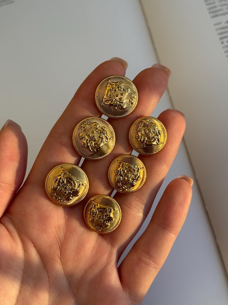 Luxury Gold Blazer Buttons – Heavy Cast Metal Buttons With Heraldic ...