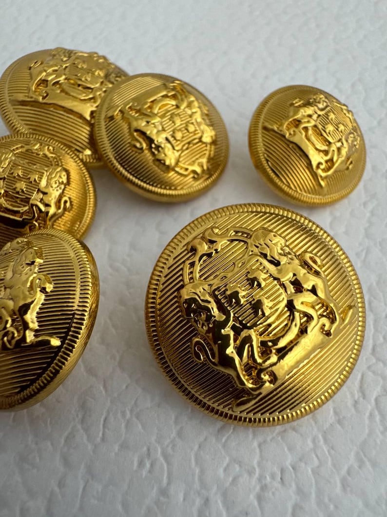 Luxury Gold Blazer Buttons – Heavy Cast Metal Buttons With Heraldic ...