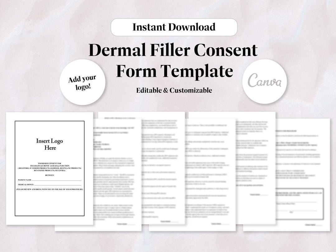 Dermal Filler Consent Form Template | Editable Canva Template | Medspa ...