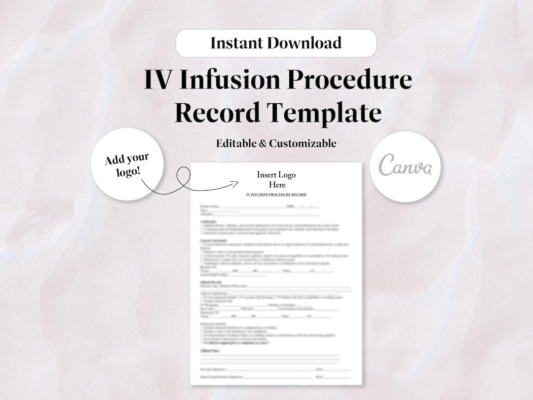 IV Infusion Procedure Record Template | Editable Canva Template ...