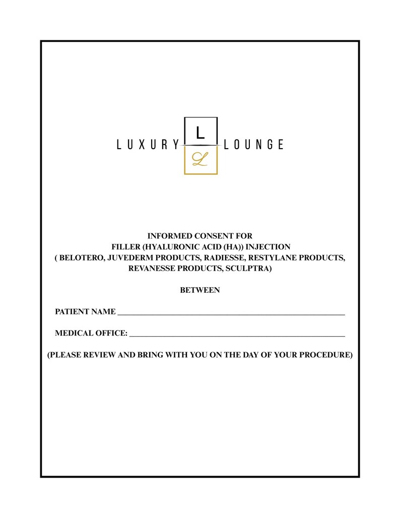 Dermal Filler Consent Form Template | Editable Canva Template | Medspa ...