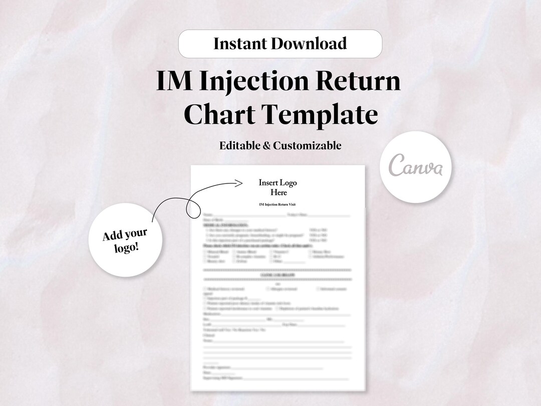IM Injection Return Chart Template: Editable Medspa Form (digital ...