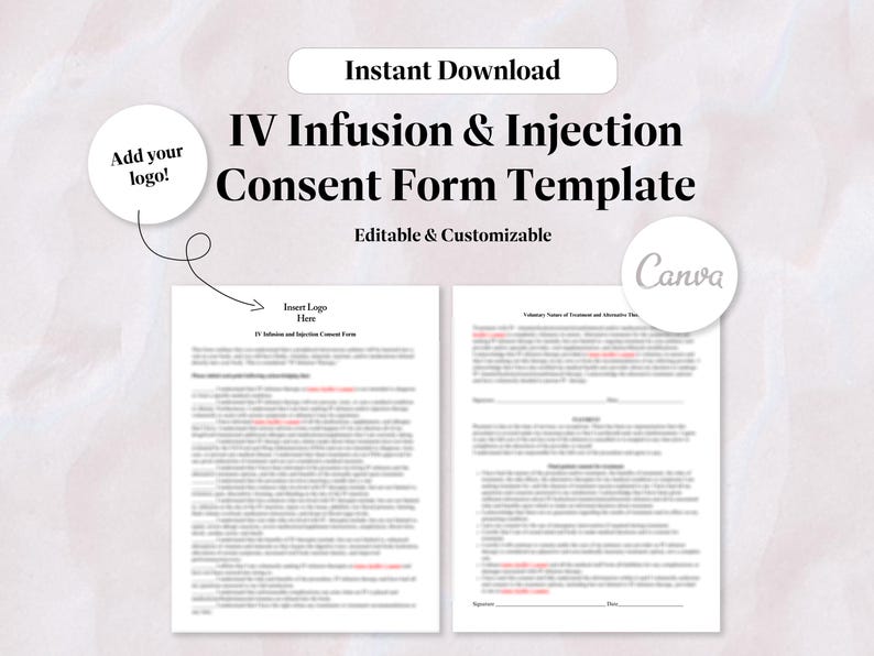 IV Infusion and Injection Consent Form Template | Editable Canva ...