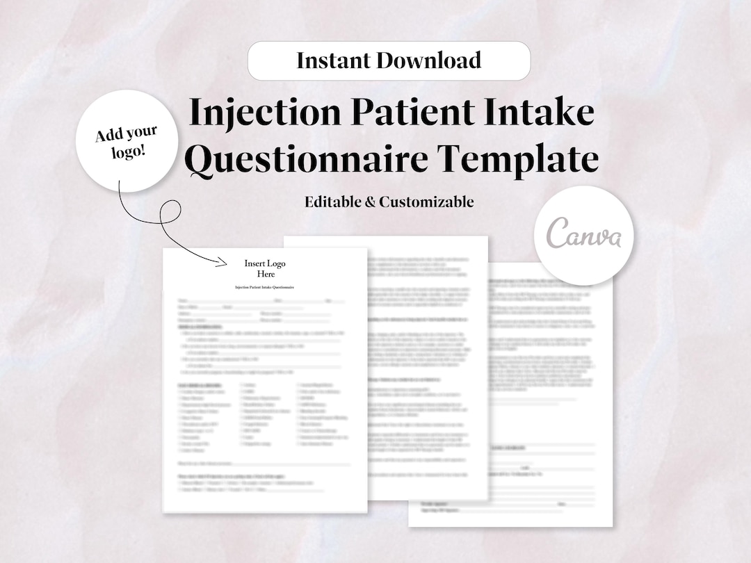 Injection Patient Intake Form Template: Editable Medspa Questionnaire ...